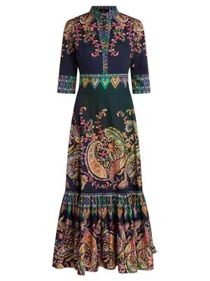 Etro Paisley-print Long Dress - Blue