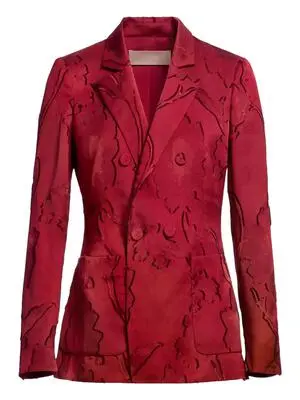 Elie Saab Jacquard Double-breasted Blazer - Red