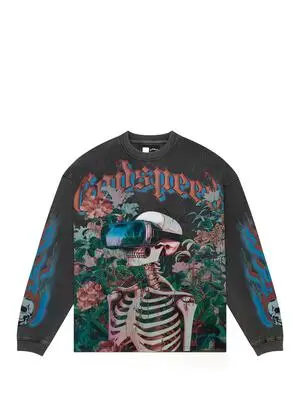 GODSPEED Vision Flowers Long-sleeve Thermal Sweater - Grey