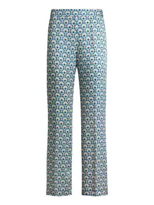 Etro Palm-motif Bootcut Trousers - Blue