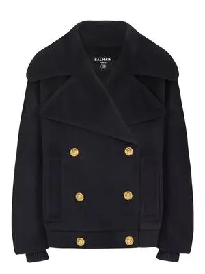 Balmain Double-breasted Pea Coat - Black