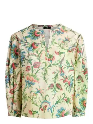 Etro Floral-motif V-neck Top - Neutrals