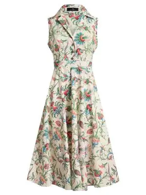 Etro Floral-print Midi Dress - Neutrals