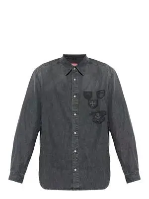 DIESEL® D-simply-s15 Embroidered Shirt - Grey