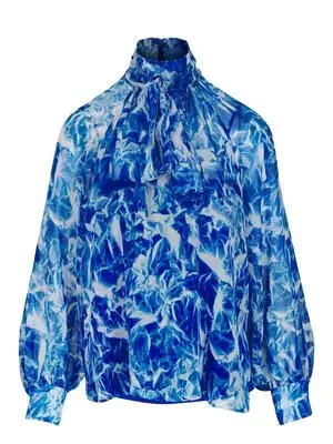 Akris Tie-neck Printed Blouse - Blue