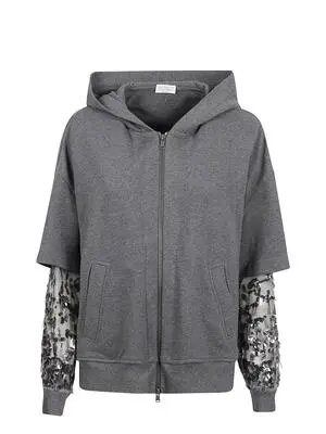Brunello Cucinelli Sequin-embellished Hoodie - Grey