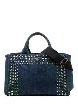 Prada Denim Canapa Bijoux Satchel - Blue