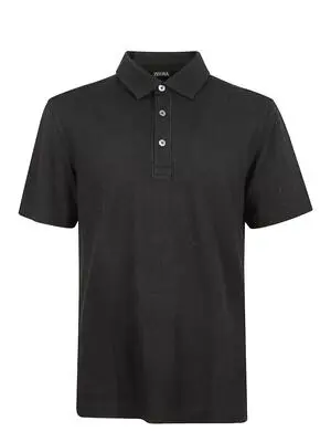 Zegna Buttoned Polo Shirt - Black