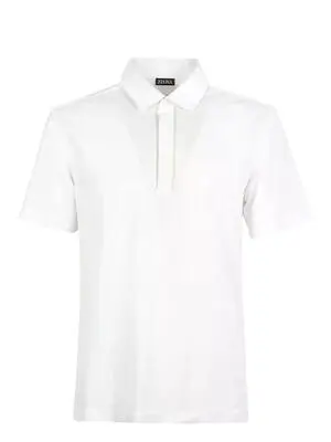 Zegna Buttoned Piped-trim Polo Shirt - White