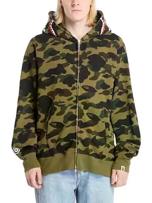 A BATHING APE 1st Camo Shark Zip-up Hoodie - Green