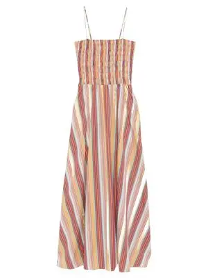 Faithfull The Brand Anniken Maxi Striped Smocked Dress - Orange