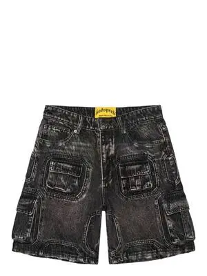 GODSPEED Octagon Cargo Pocket Denim Shorts - Black