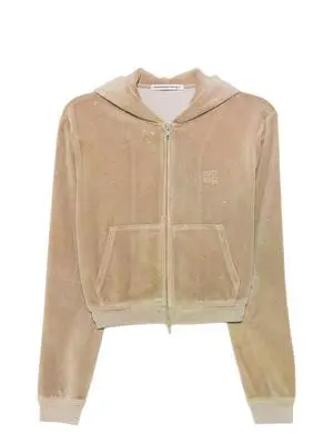 Alexander Wang Crystal-embellished Zipped Hoodie - Neutrals