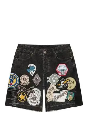 GODSPEED Patchwork Denim Shorts - Black