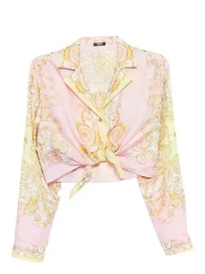 Versace Printed Silk Twill Shirt - Pink