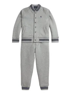 Ralph Lauren Fleece Baseball Jacket And Jogger Pant Set - Andover Heather