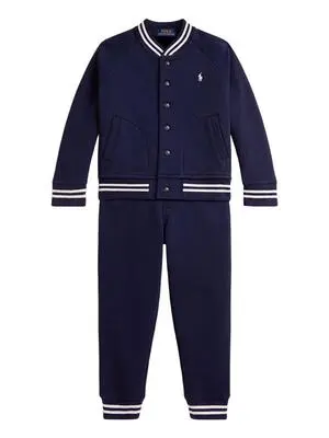 Ralph Lauren Fleece Baseball Jacket And Jogger Pant Set - Refined Navy