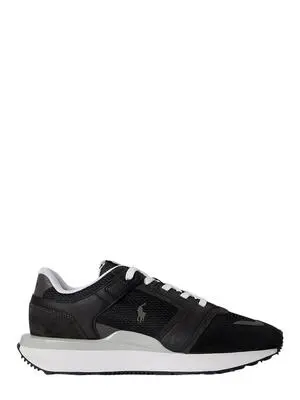 Ralph Lauren Train 89 Suede & Mesh Sneaker - Black/faded Black