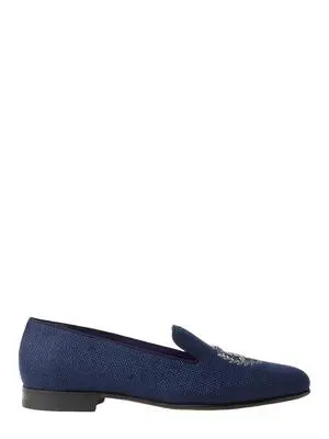 Ralph Lauren Alonzo Bullion Crest Linen Slipper - Classic Chairman Navy