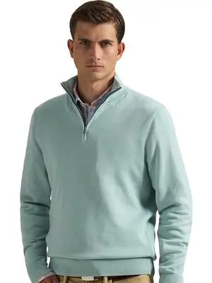 Ralph Lauren Cotton Quarter-zip Mockneck Sweater - Pale Blue