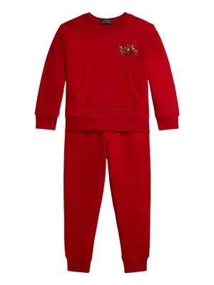 Ralph Lauren Fleece Sweatshirt & Pant Set - Rl 2000 Red
