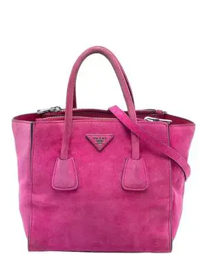 Prada Small Scamosciato Satchel With Twin Pockets - Pink