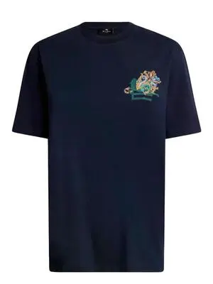 Etro Logo-embroidered T-shirt - Blue
