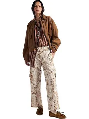 Free People We The Free Park Ave Printed Pants Ivory Combo