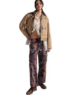 Free People We The Free Park Ave Printed Pants Navy Combo