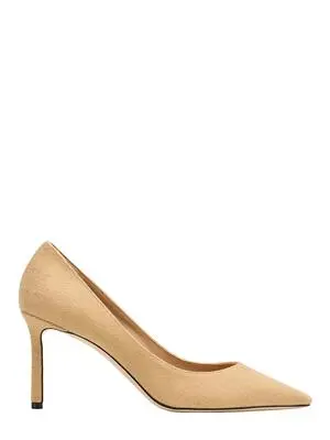 JIMMY CHOO 85mm Romy Raffia Pointed-toe Pumps - Camel