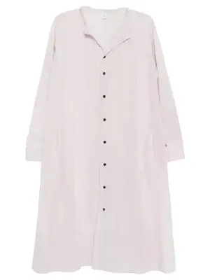 Y’s Stripe-patterned Raw-edge Shirt Dress - Pink