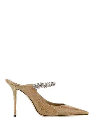 JIMMY CHOO Embossed Mules With Embellishment - Neutrals