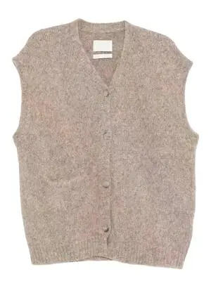 LAUREN MANOOGIAN V-neck Sleeveless Vest - Neutrals