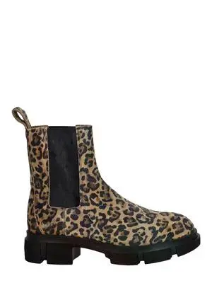 SUMMERY COPENHAGEN Leopard Print Lug-sole Chelsea Boots - Brown