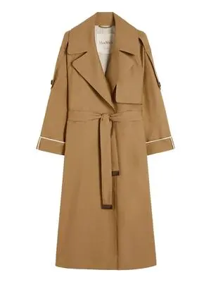 Max Mara Cotton-blend Cape Trench Coat - Brown
