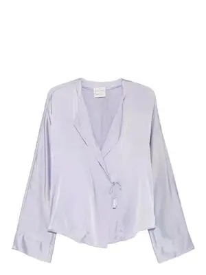 FORTE_FORTE Wrap-tie Blouse - Purple