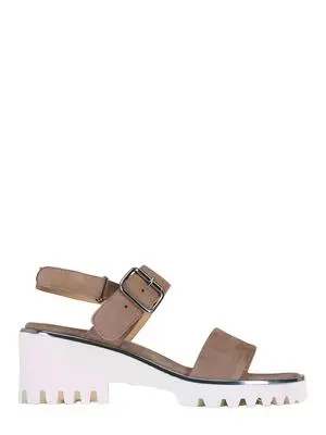 Ron White Elaria Buckle Suede Sandals Brown