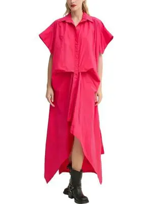 MMC STUDIO Short-sleeve Draped Dress - Pink