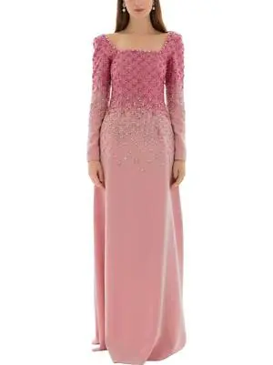 DINA MELWANI Embroidered Gown - Pink