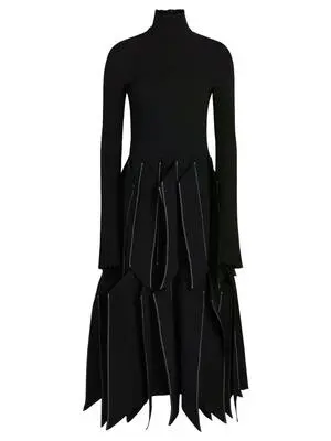 A.W.A.K.E. Mode Panel Contrast Midi Dress - Black