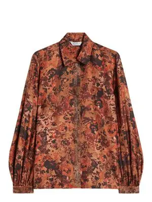 Max Mara Silk Twill Printed Shirt - Brown