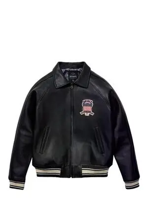 AVIREX Appliquéd Bomber Jacket - Black