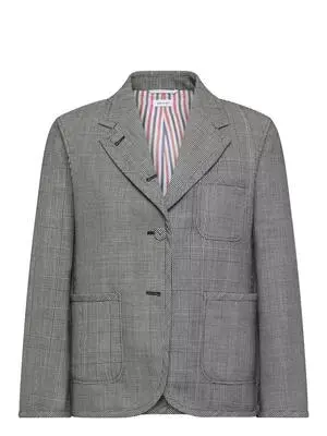 Thom Browne Prince Of Wales Cropped Blazer - Grey
