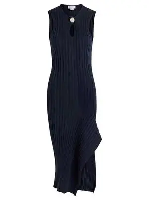 Stella McCartney Rib Keyhole Midi Dress - Blue