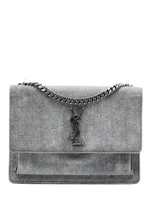Saint Laurent 2017 Medium Monogram Sunset Crossbody Bag - Grey