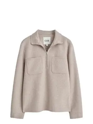Cos Double-faced Wool Zip-up Sweatshirt - Beige