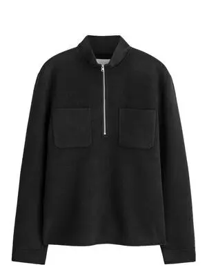 Cos Double-Faced Wool Zip-Up Sweatshirt Black