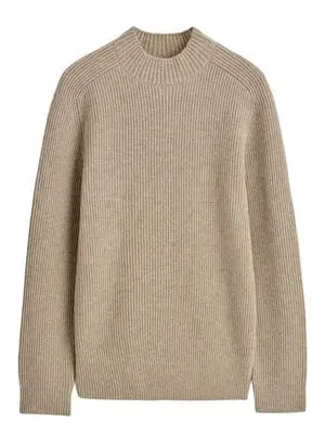 Cos Ribbed Wool Mock-neck Sweater - Beige