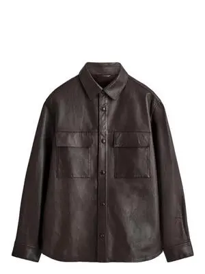 Cos Leather Overshirt - Brown