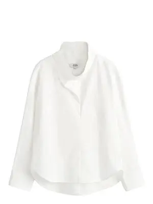 Cos Mock-neck Pima Cotton Shirt - White